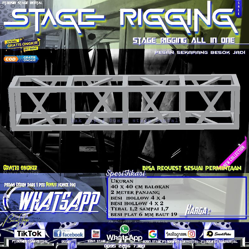 Jual Rigging stage ukuran 40 x 40 x 200 cm balok panggung rigging 2meter | Shopee Indonesia