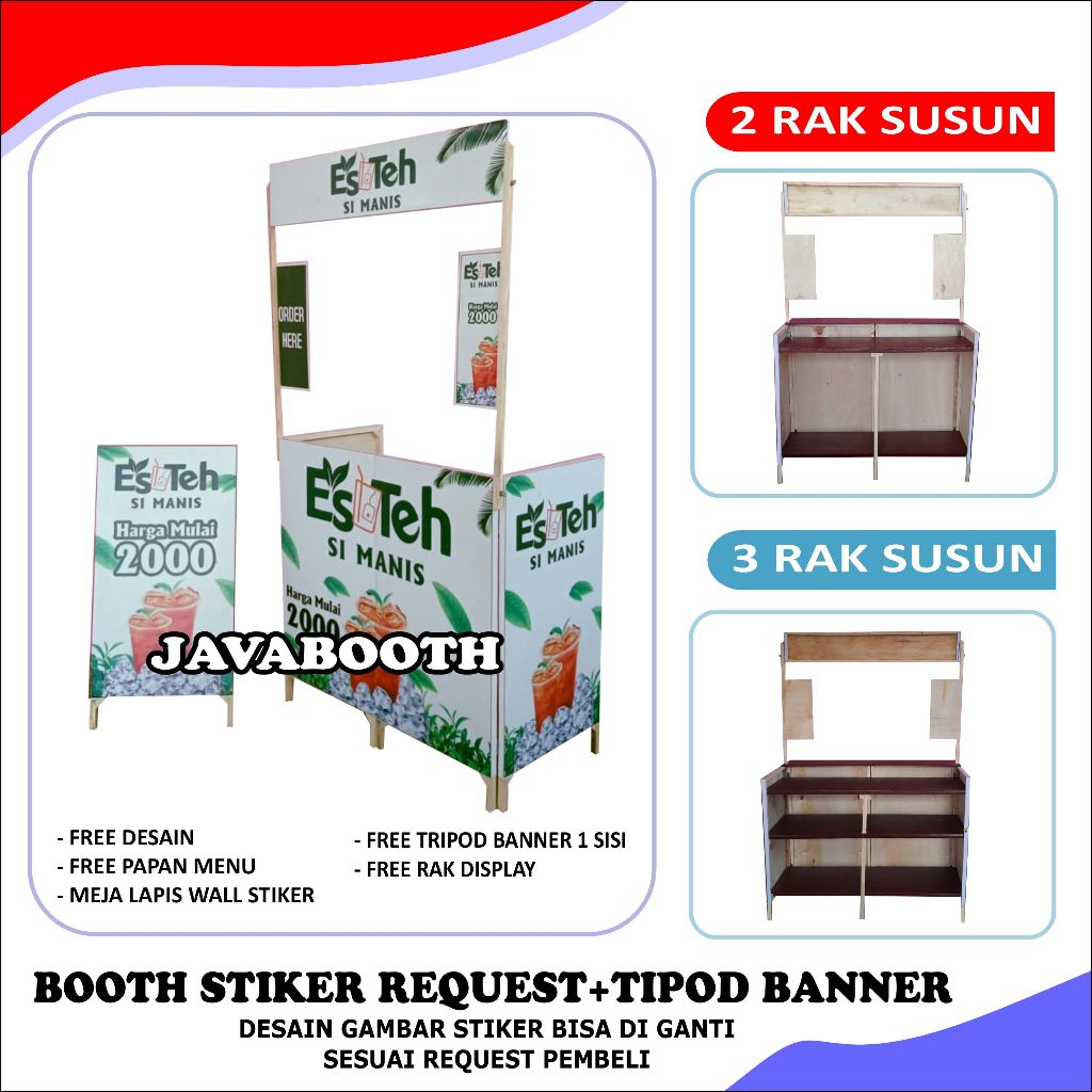 Jual Booth Portable Kayu Jumbo Pakai Atap Bonus Rak Depan | Shopee ...