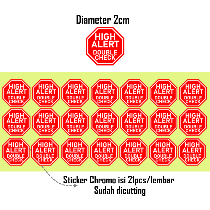 Jual Stiker High Alert Double Check | Stiker Label Obat Apotek RS ...
