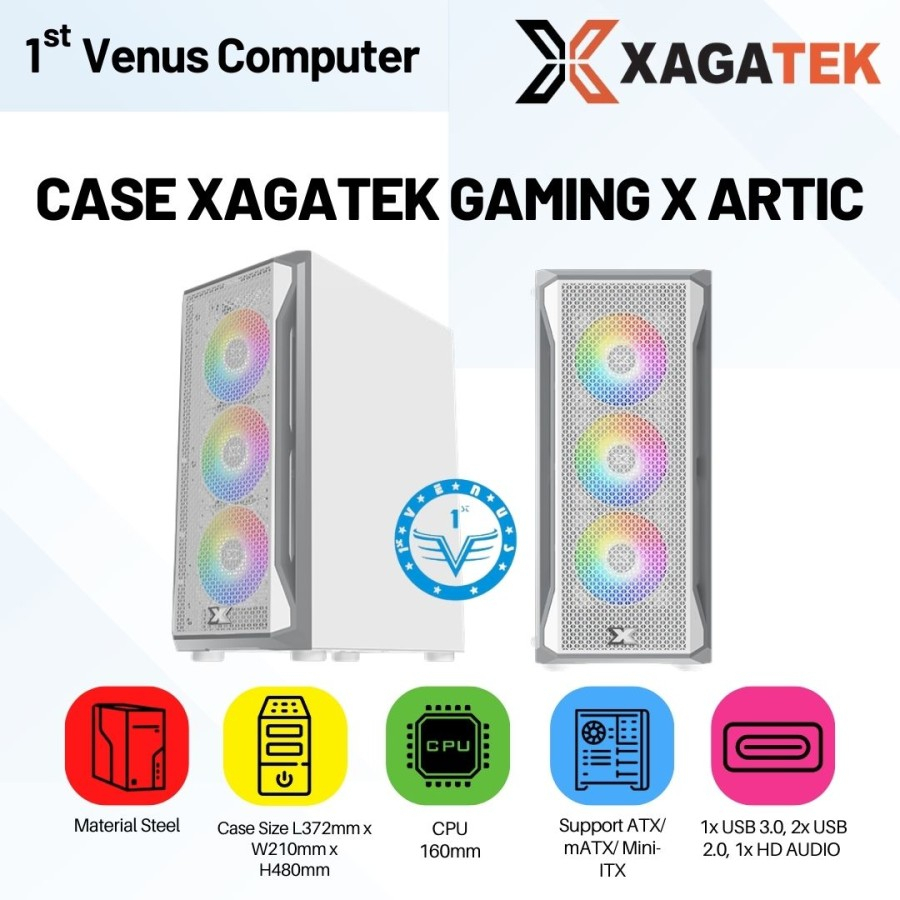 Jual CASING PC XAGATEK GAMING X ARTIC + 4 FAN RGB / CASE11-XAG | Shopee ...