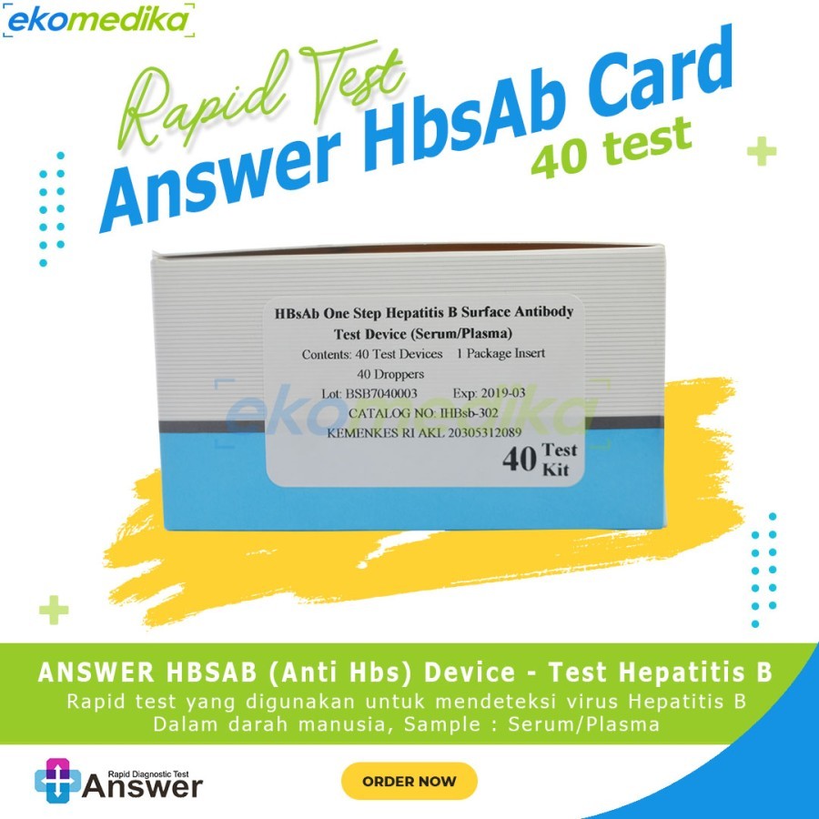 Jual HBsAb Cassete ANSWER | Anti Hbs-Ab Device 40T ANSWER Test ...