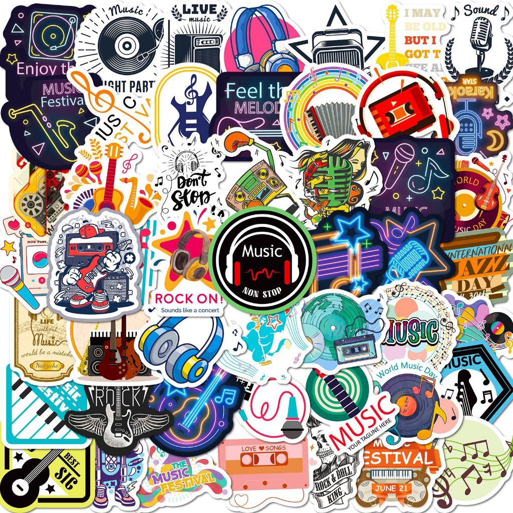 Jual 50pcs Die Cut Sticker Club Musik Macam Macam Alat Musik DIY Laptop ...