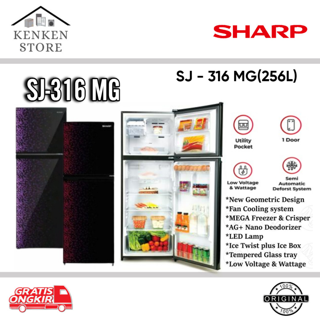 Jual KULKAS SHARP 2 PINTU SJ 316MG/SJ 317MG | Shopee Indonesia