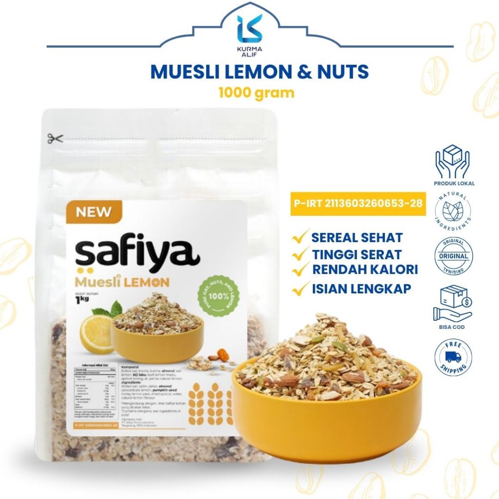 Jual Muesli Lemon Safiya 1 Kg Fresh Lemon Dried Fruit Nuts Oatmeal