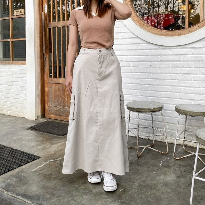 Jual CARGO SKIRT WANITA / ROK CARGO WANITA JUMBO | Shopee Indonesia