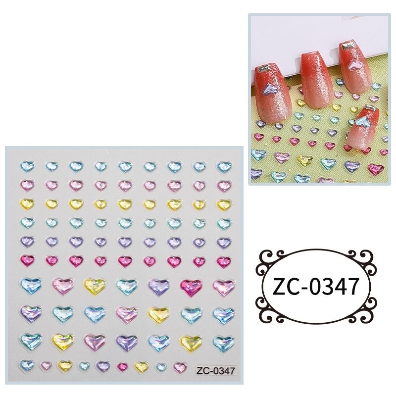 Jual Sticker Kuku Motif Hati Heart Colorful Gell Jelly Love Transparent ...
