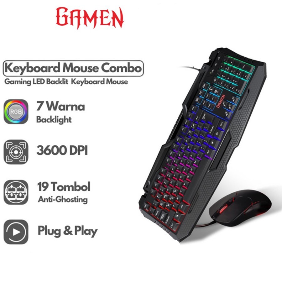Jual Gamen Gaming Keyboard Mouse Combo Station II | Shopee Indonesia
