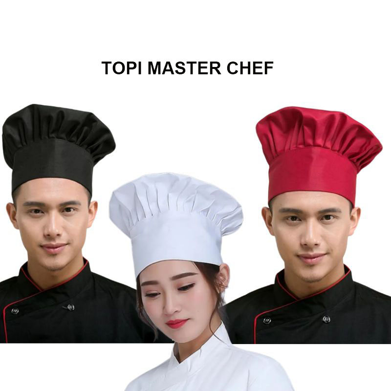 Jual Topi Koki Model Jamur Masterchef Topi Masak Bahan American Drill ...