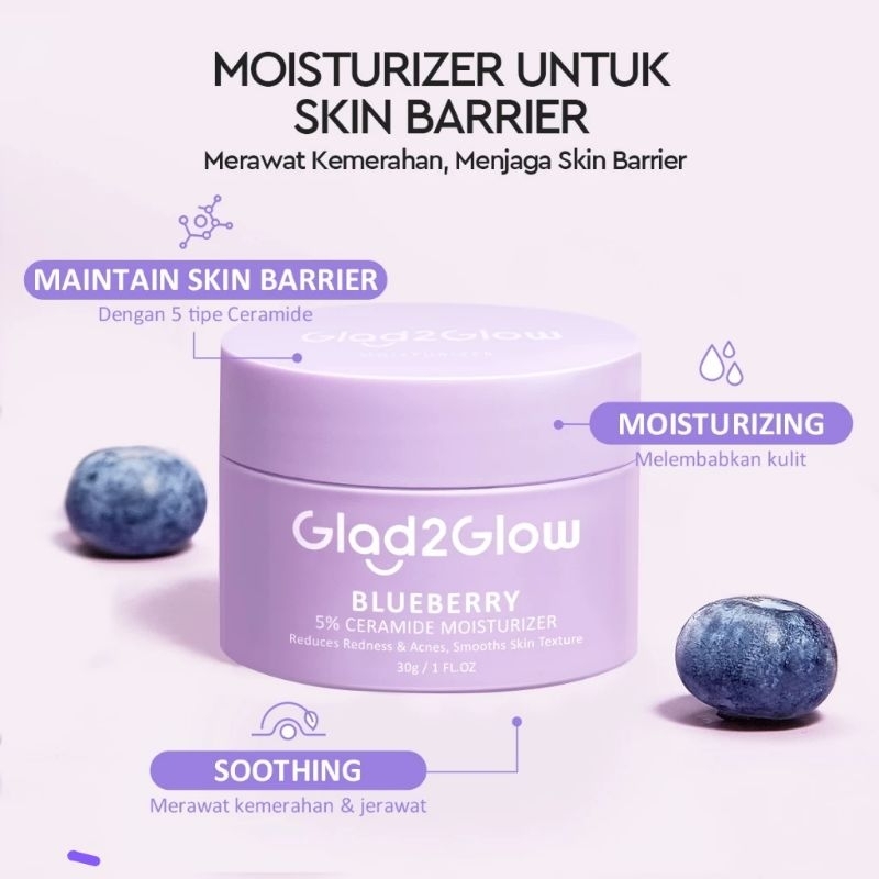 Jual Glad2Glow Blueberry 5% Ceramide Moisturizer Skin Barrier ...