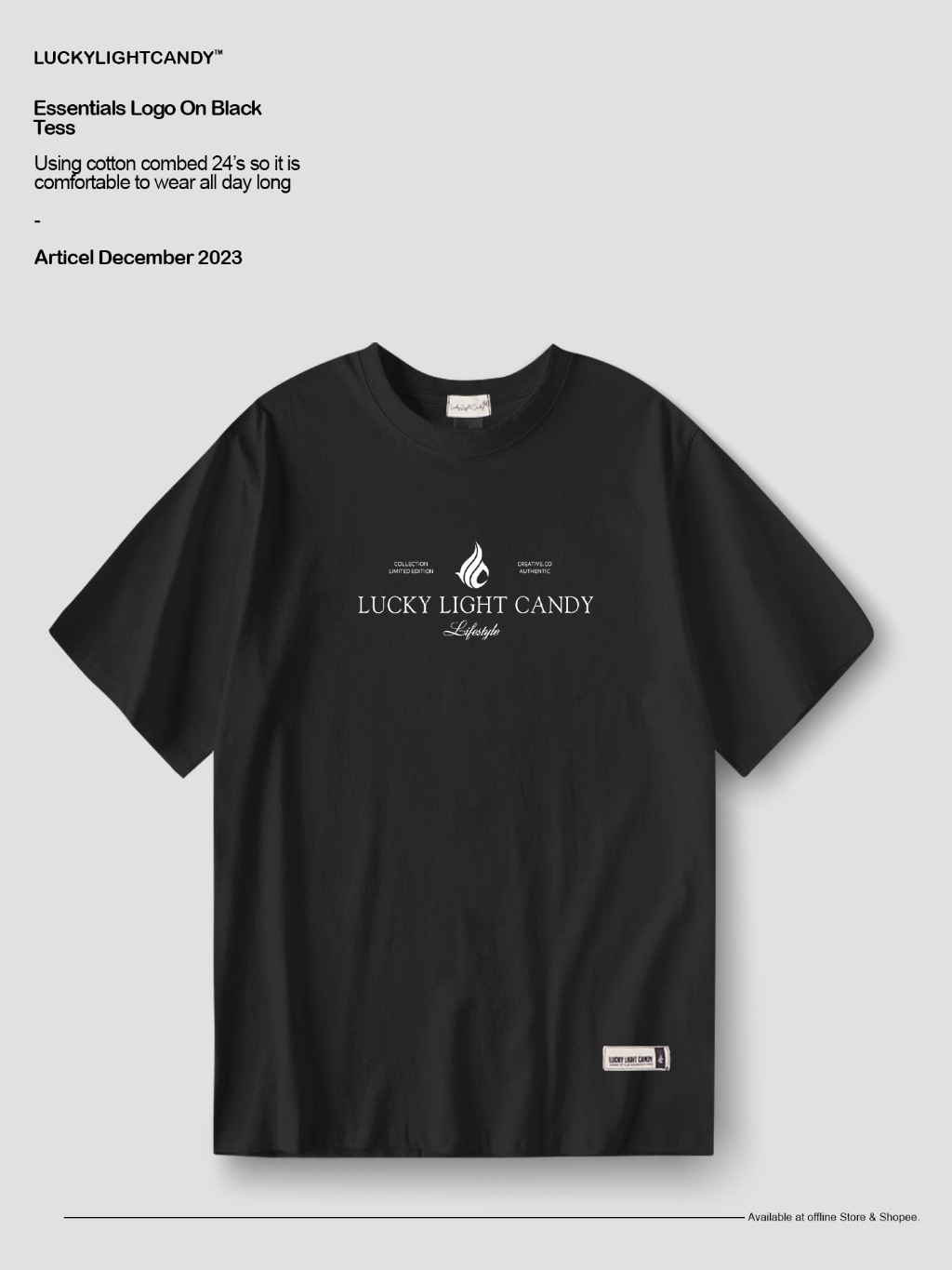 Jual Lucky Light Candy - Essentials Logo ( Black / T-Shirt ) | Shopee ...
