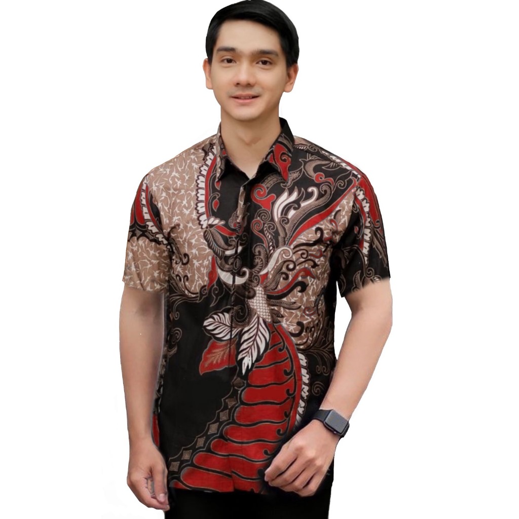 Jual Batik Pria Lengan Pendek Premium BATIK AZIMIL HRB026 motif ...