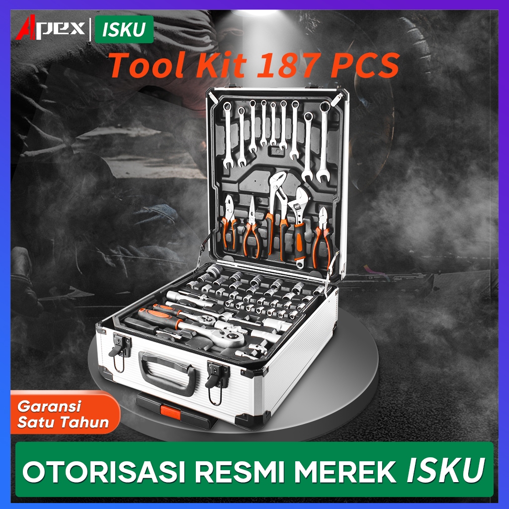 Jual ISKU Toolkit Set 82/187 PCS /kunci shock set/Tool box Perkakas ...