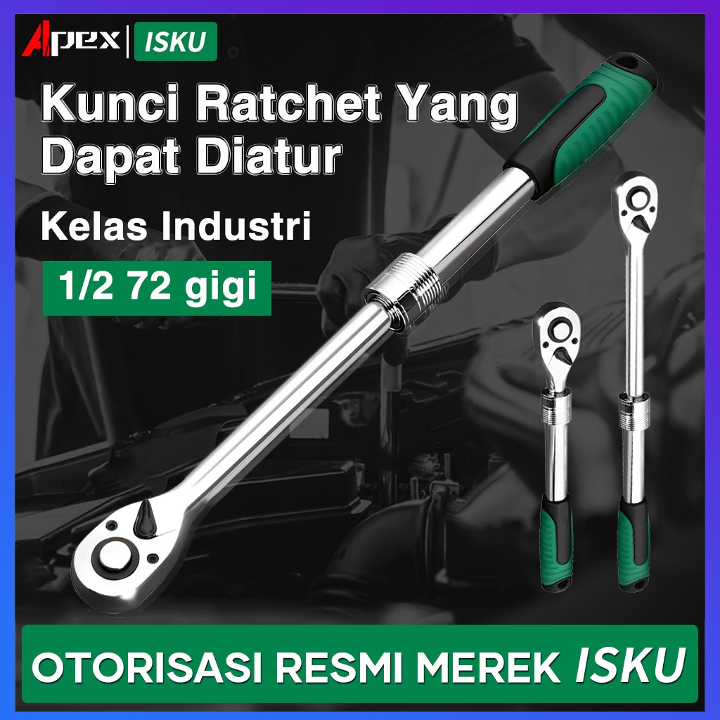 Jual ISKU Kunci Shock rachet 1/2 inch 72gigi Wrench Dengan Karet Kunci ...