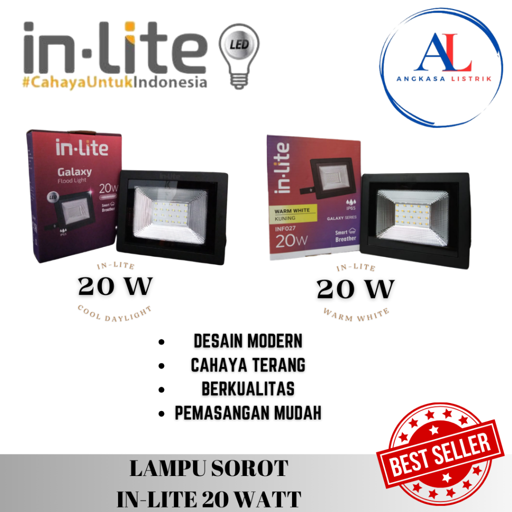 Jual LAMPU SOROT FLOODLIGHT LED INLITE 20W 20 WATT - INF027 - | Shopee Indonesia