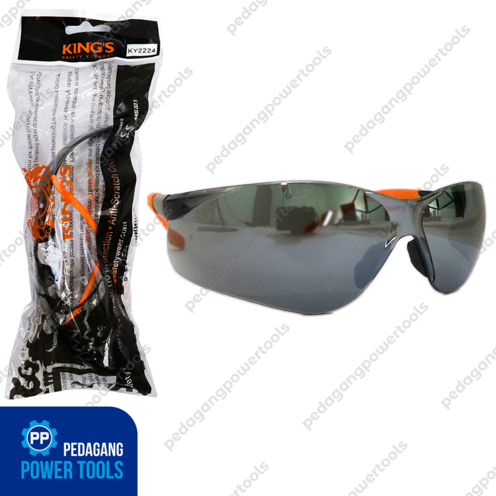 Jual KING'S KY 2224 Kacamata Safety Hitam Black Mirror Proyek Motor ...