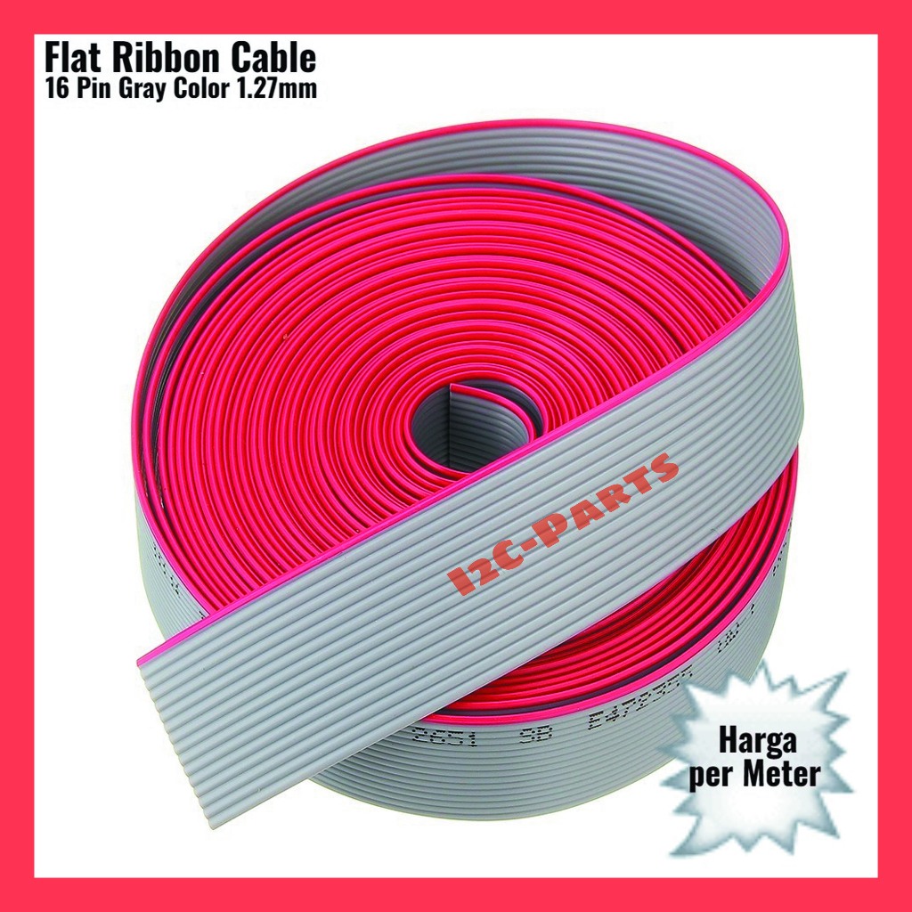 Jual Kabel Flat Pita Gray 16Pin Cable IDC 16 Pin Abu-abu 16p Ribbon ...