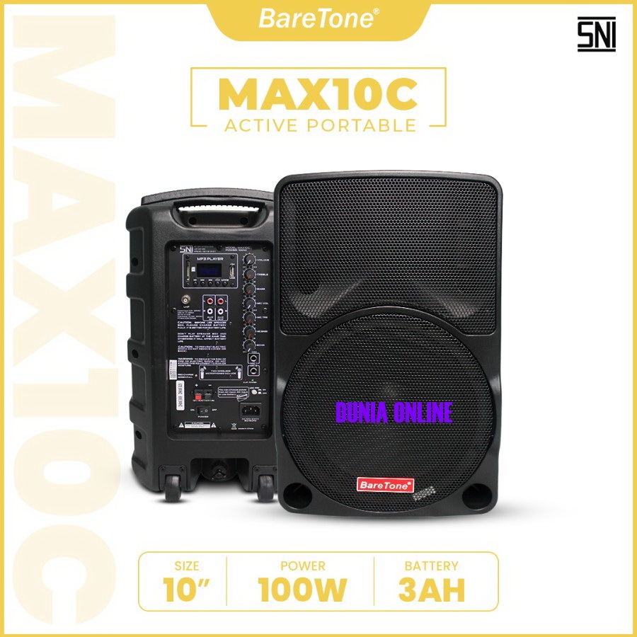 Jual BareTone Speaker Portable MAX10C Speaker Bluetooth 10 Inch Mini ...