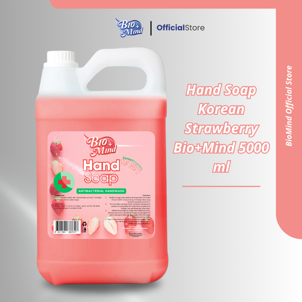 Jual BIO+MIND Sabun Cuci Tangan Hand Soap 5 Liter - Korean Strawberry ...