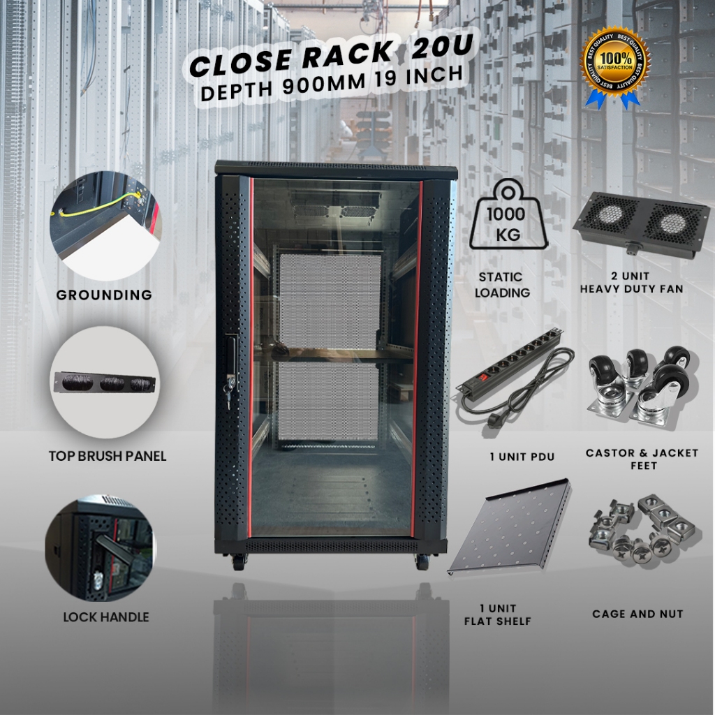Jual Rack server 20U depth 900mm / Close rack 20U / standing rack 20U ...