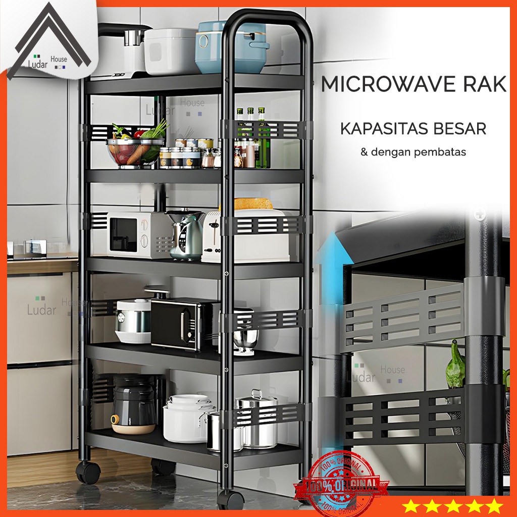 Jual Rak Dapur Oven Microwave 5 Susun Dengan Roda Trolly Kamar Mandi ...