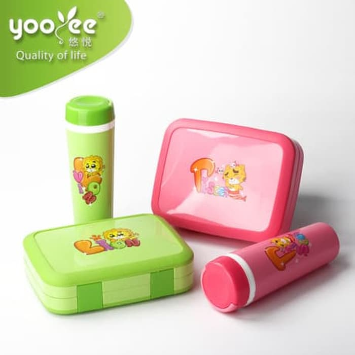 Jual LUNCHBOX YOOYEE 618 SET + TAS ANTI TUMPAH BPA FREE | Shopee Indonesia