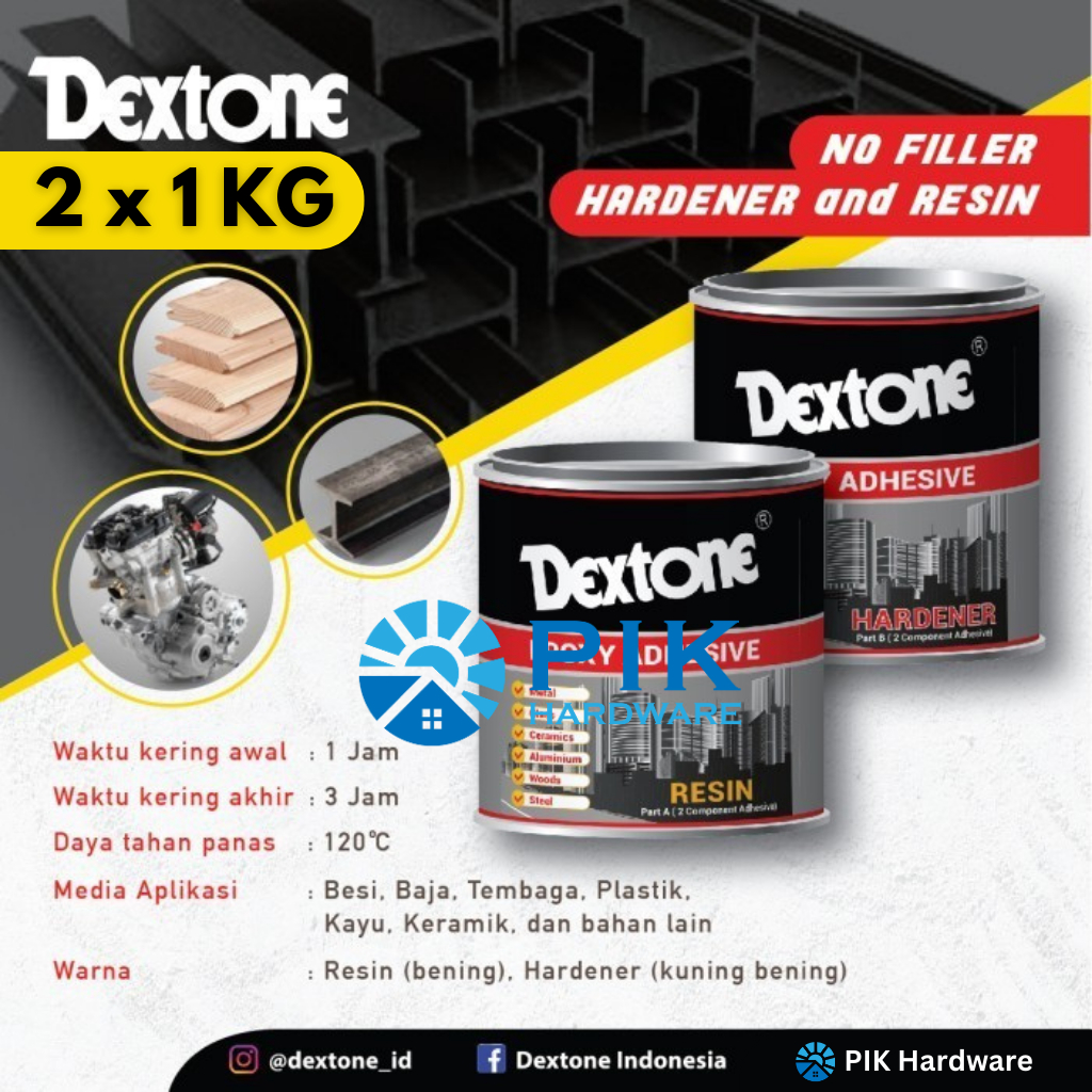 Jual LEM EPOXY DEXTONE 2 KOMPONEN 2 Kg RESIN & HARDENER BENING KALENG ...