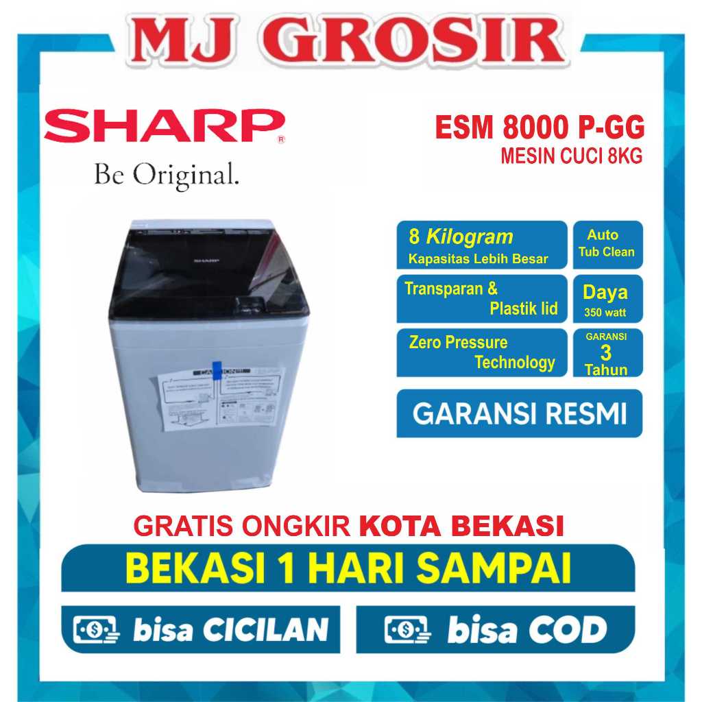 Jual MESIN CUCI SHARP ESM 8000 PGG / AWS 832 / AQW 800 F / PAW 8029 8 ...