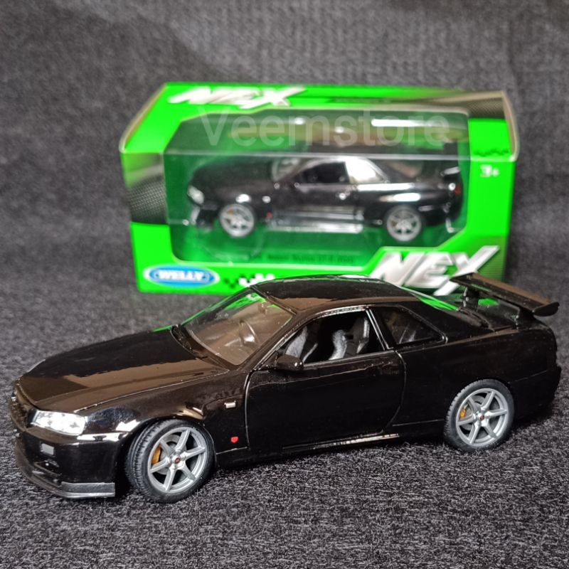 Jual Die Cast 1:24 Nissan Skyline GT-R R34 [Welly] Open Doors and Hood ...