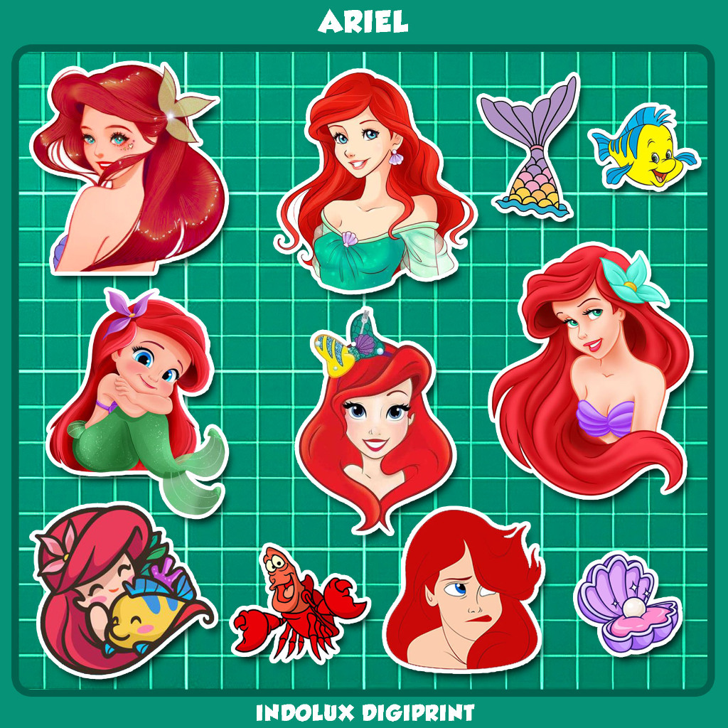Jual Sticker Little Mermaid Ariel Disney Princess Stiker Journal ...