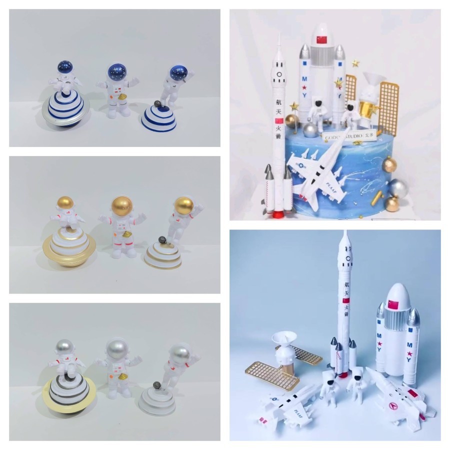 Jual Cake Topper ASTRONOT Hiasan Kue Motif Topper ROCKET Angkasa Planet ...