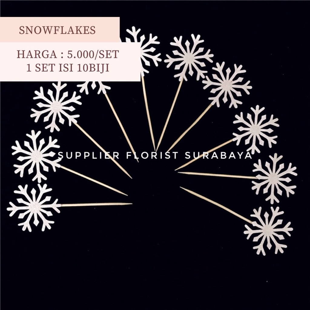 Jual [1 SET ISI 10] HIASAN KUE TART SNOWFLAKES SALJU FROZEN KEPINGAN ...