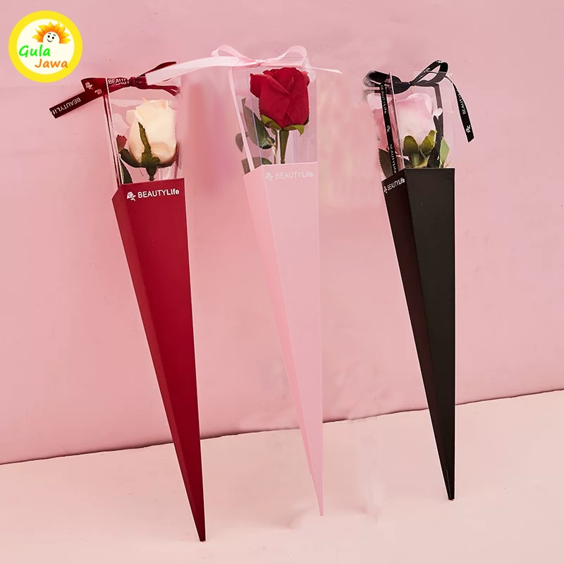 Jual (10pcs) Single Rose Box / Plastik Bunga Satuan / Box Bunga Satuan ...