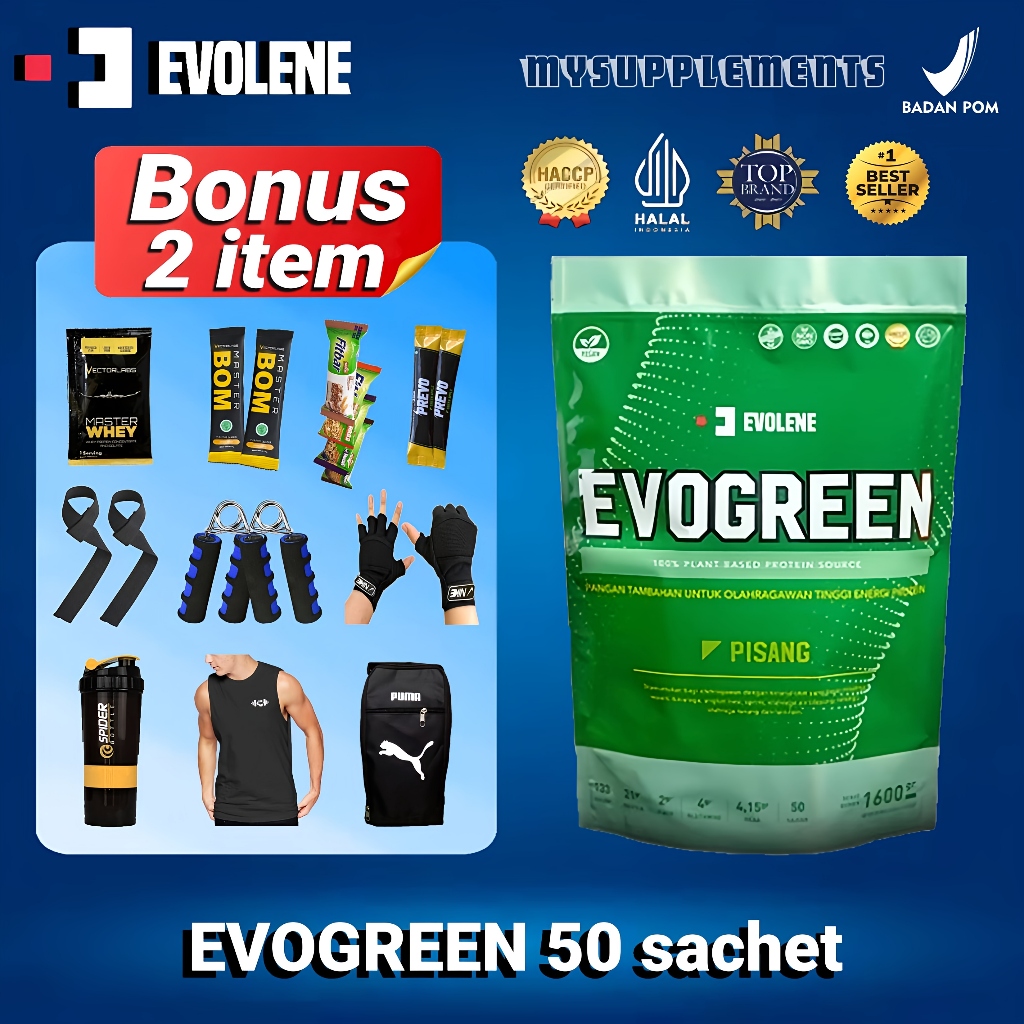 Jual EVOLENE EVOGREEN 50 Sachet Evolene Plant Based Protein Vegan ...