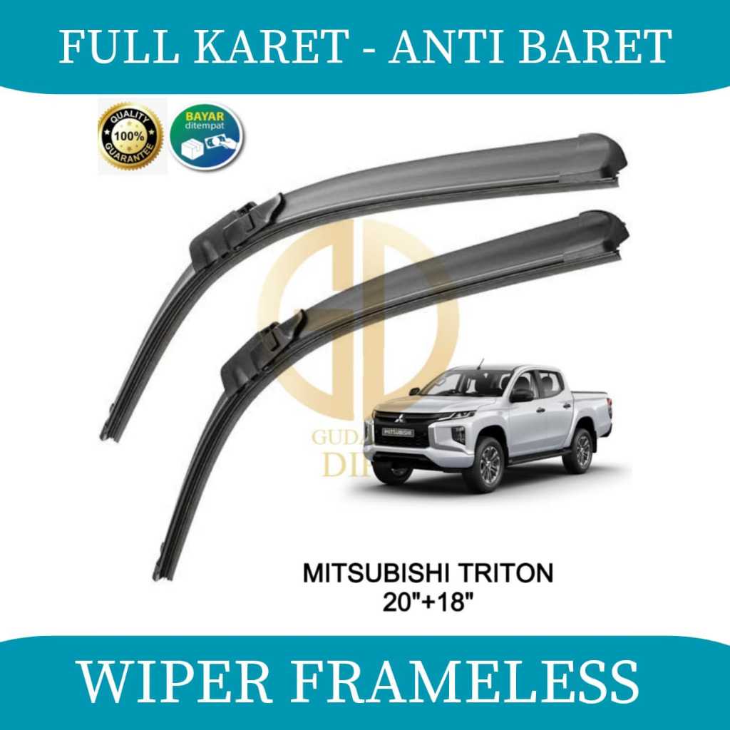 Jual Wiper Frameless Full Karet Mitsubishi Triton 1 Set Kanan Kiri Anti Baret | Shopee Indonesia