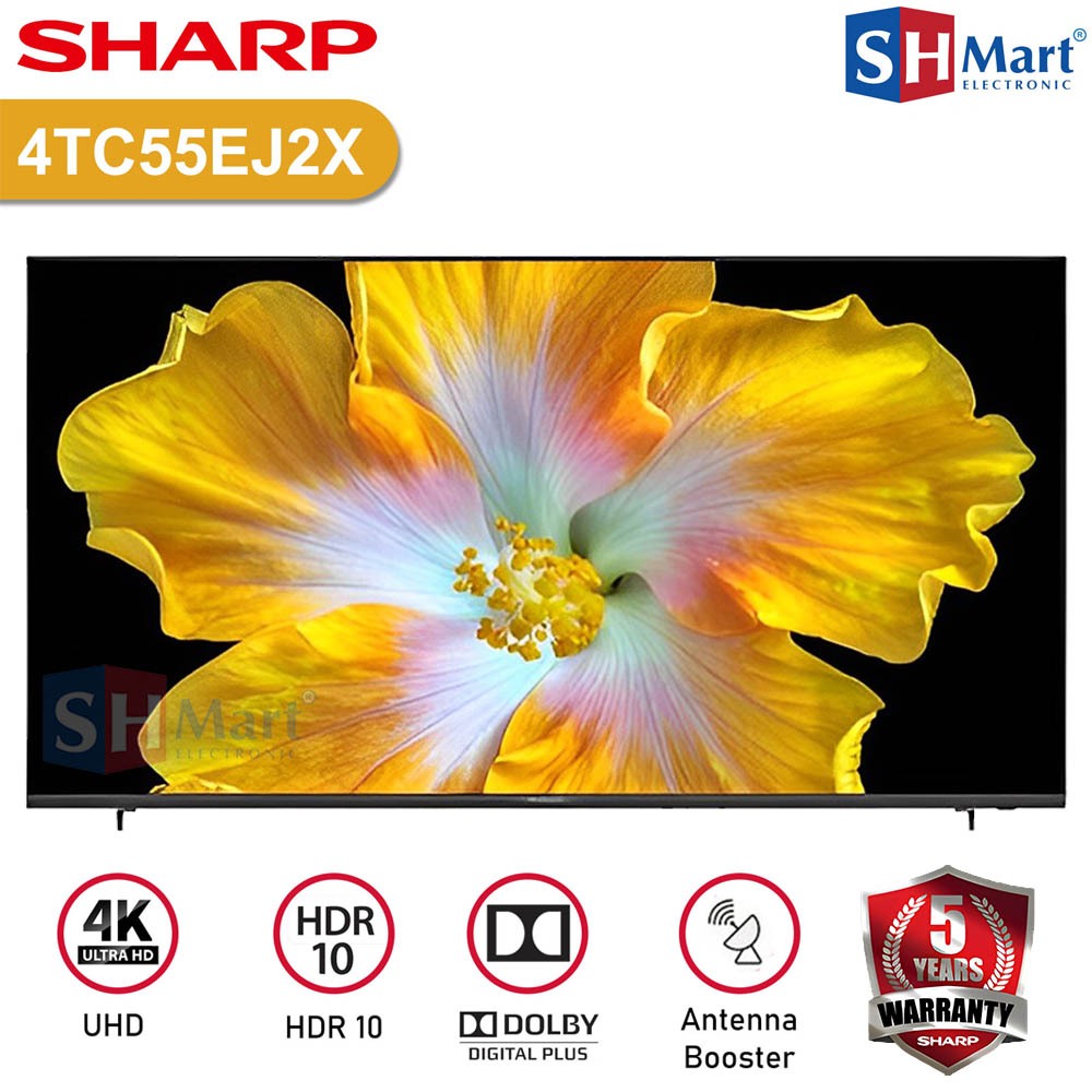 Jual TV SHARP 55 INCH 4T-C55EJ2X 4K UHD HDR EASY SMART TV 55EJ2X (MEDAN ...