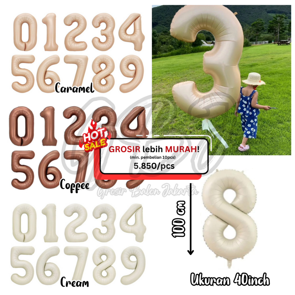 Jual Balon Foil Angka JUMBO - 100cm (Caramel, Cream, Coffee) | Shopee ...