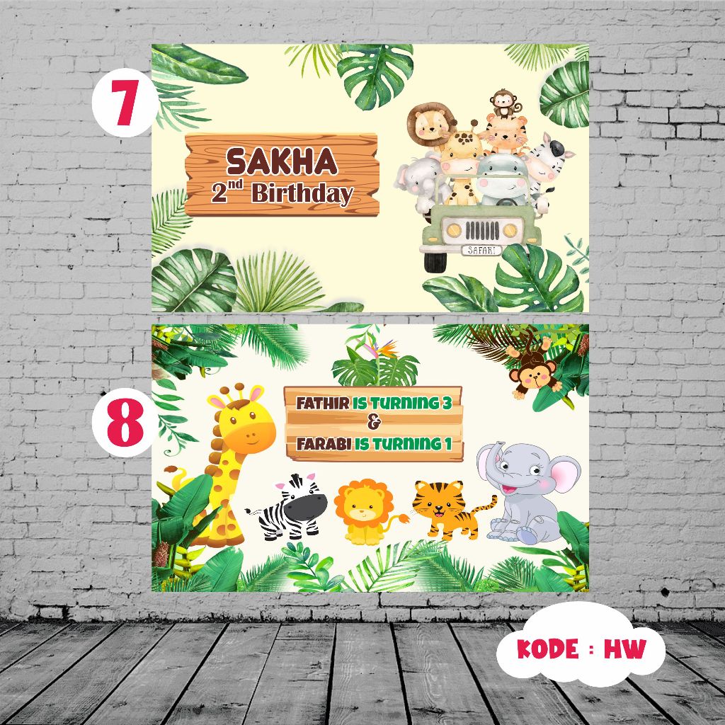 Jual Custom Backdrop Banner Spanduk Happy Birthday Boy Girl Animal ...