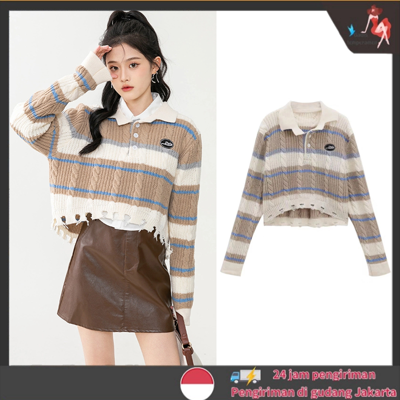 Jual Karley - Baju Sweater Rajut Wanita Lengan Panjang Cutout Baju ...