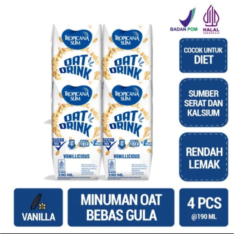 Jual Tropicana Slim Oat Drink Vanilla 4 x 190 Ml | Shopee Indonesia