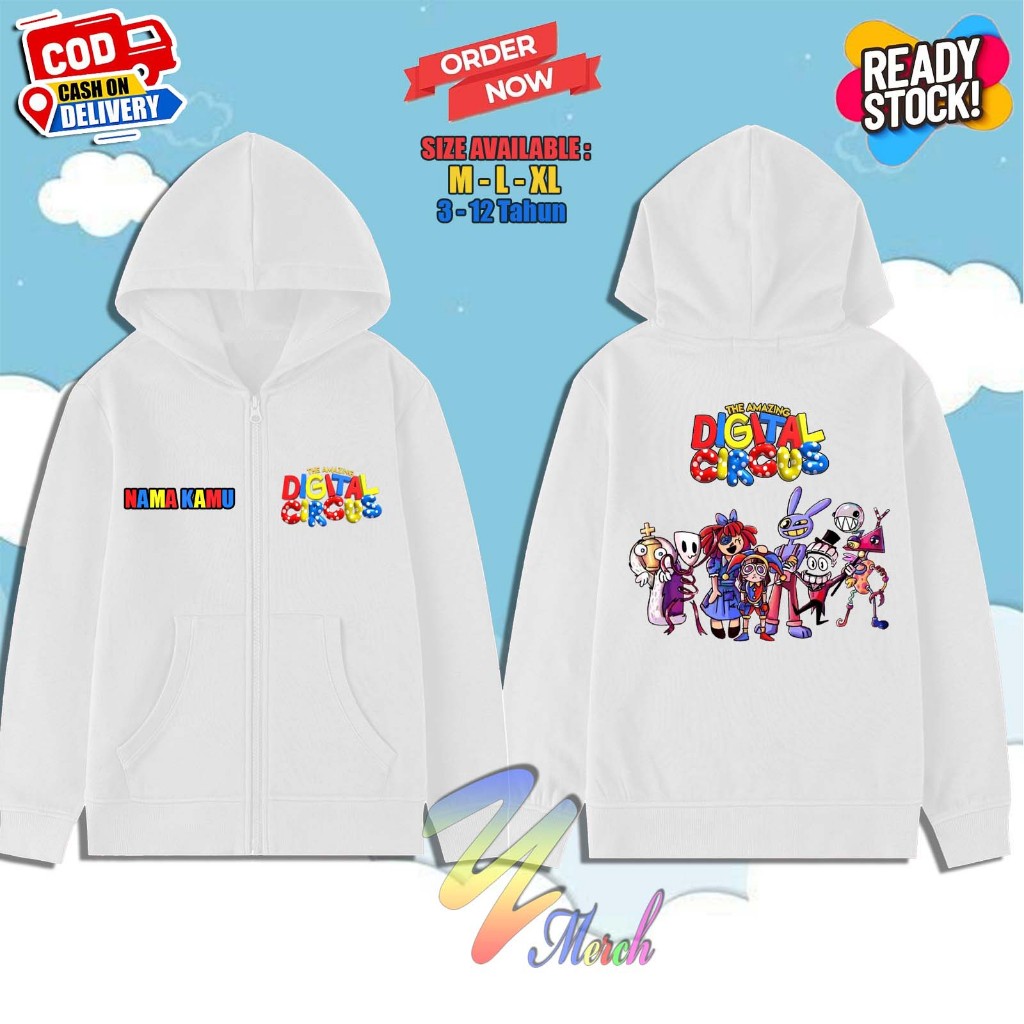 Jual Hoodie Zipper Anak The Amazing Digital Circus Happy Gratis Nama 20 ...