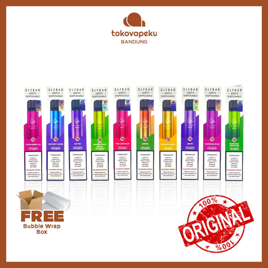 Jual ELFBAR 600V2 PUFF DISPOSABLE POD 550MAH ELF BAR ORIGINAL by ELFBAR ...