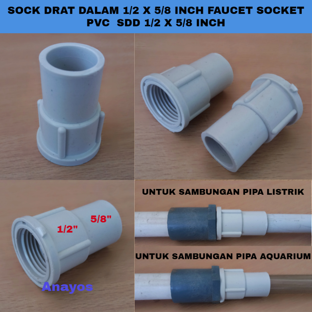 Jual Sock Drat Dalam 1/2 x 5/8 Inch SDD Faucet Socket Sambungan Pipa ...