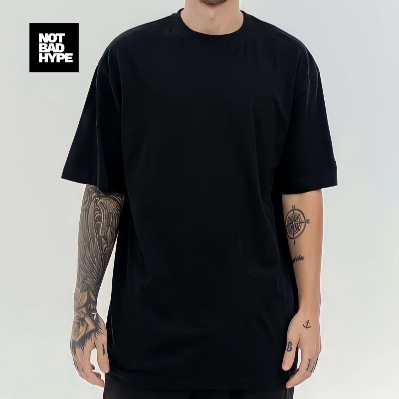 Jual Baju Kaos Polos Oversize Hitam - Blank T shirt Black Oversized Cotton Combed 20s Premium ...