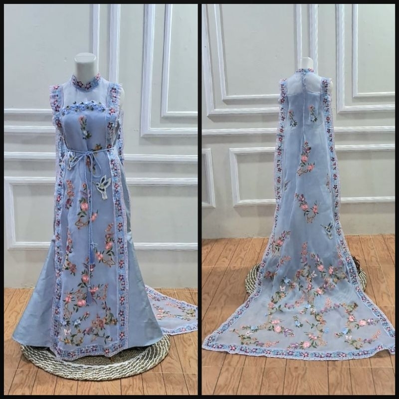 Jual Cheongsam baby blue / baju chinese china imlek / dress sangjit ...