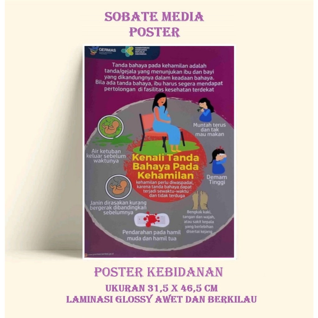 Jual Poster Kenali Tanda Bahaya Pada Kehamilan | Poster Kebidanan | Shopee Indonesia