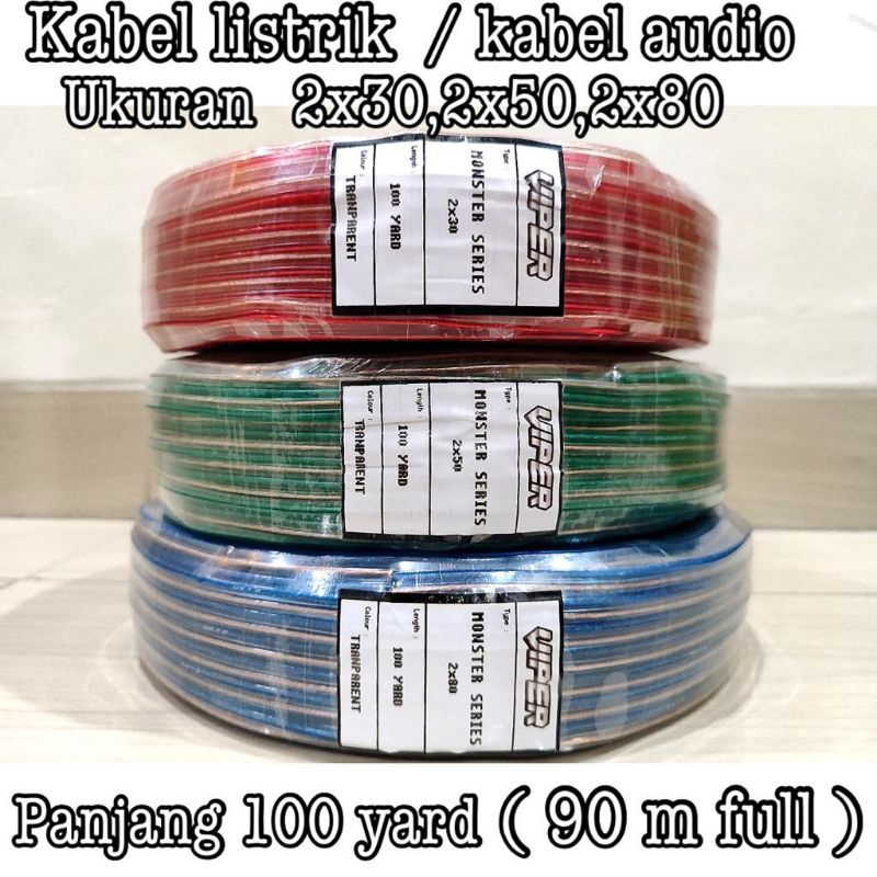 Jual KABEL TRANSPARAN / KABEL AUDIO / KABEL LISTRIK VIPER 90 METER FULL ...