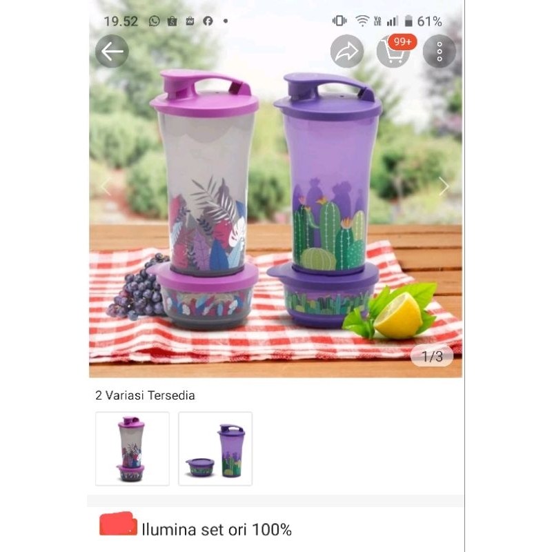 Jual Tupperware illumie set/botol minum besar dan canister set | Shopee ...