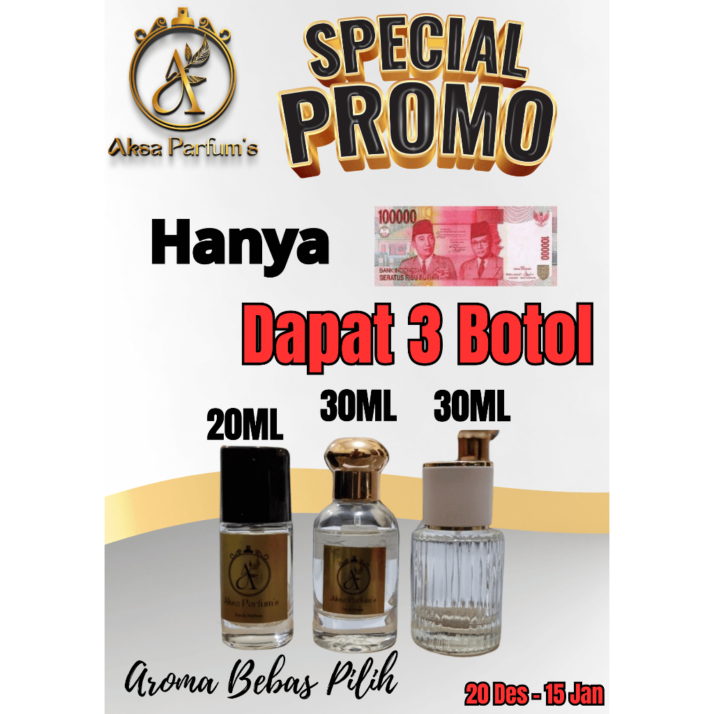 Jual Paket 100rb 3 botol Aroma Bebas Pilih (stock terbatas) | Shopee ...