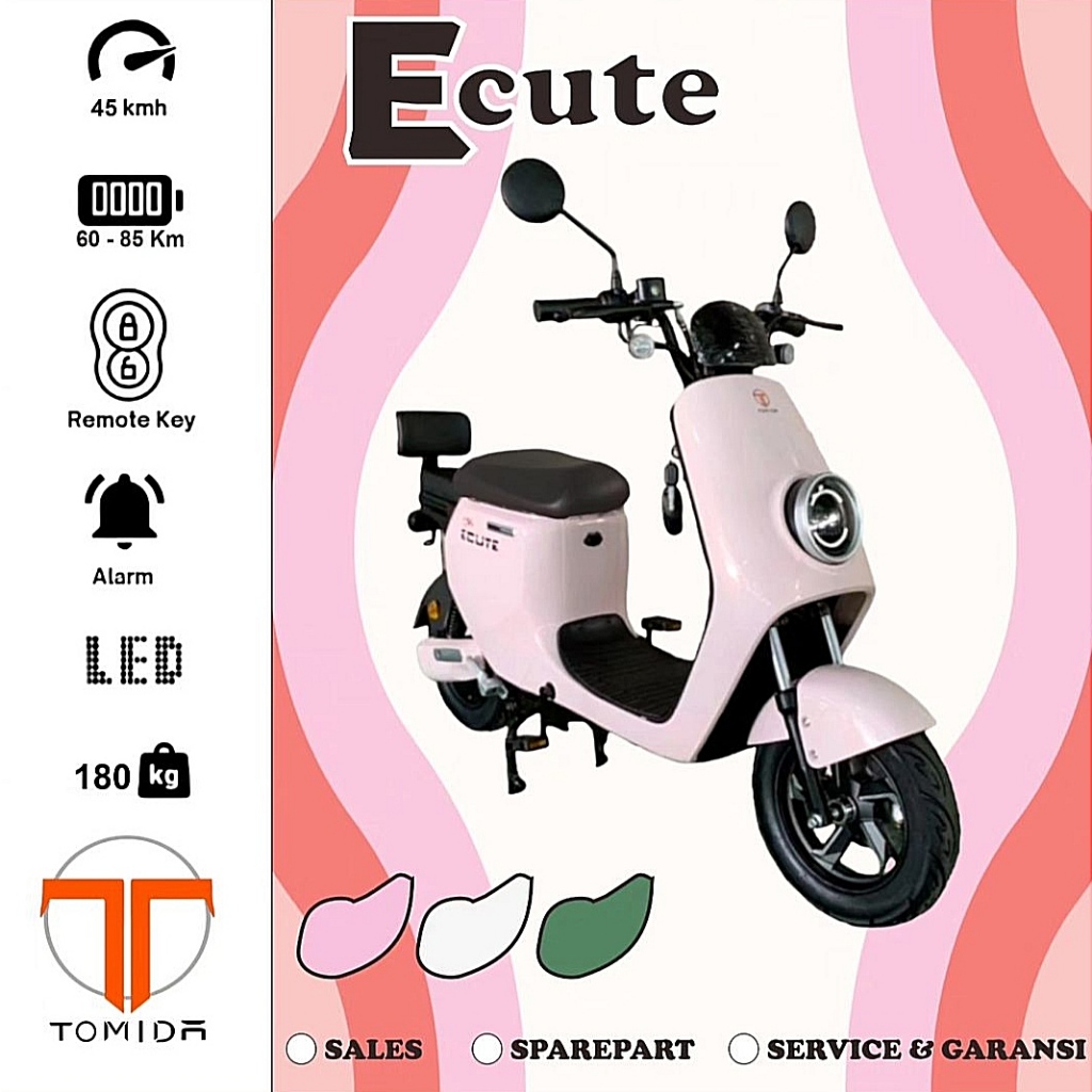 Jual OFFICIAL TOMIDA Sepeda Listrik ECUTE Warna Pink Series 48V/60V 500WATT Jarak 60-85 KM Cocok ...