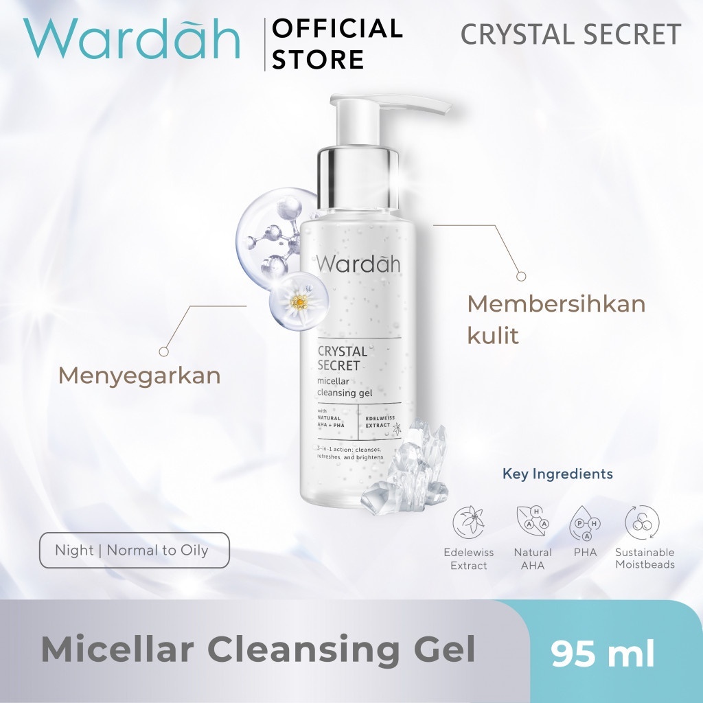 Jual Wardah Crystal Secret Micellar Cleansing Gel 95ml | Shopee Indonesia